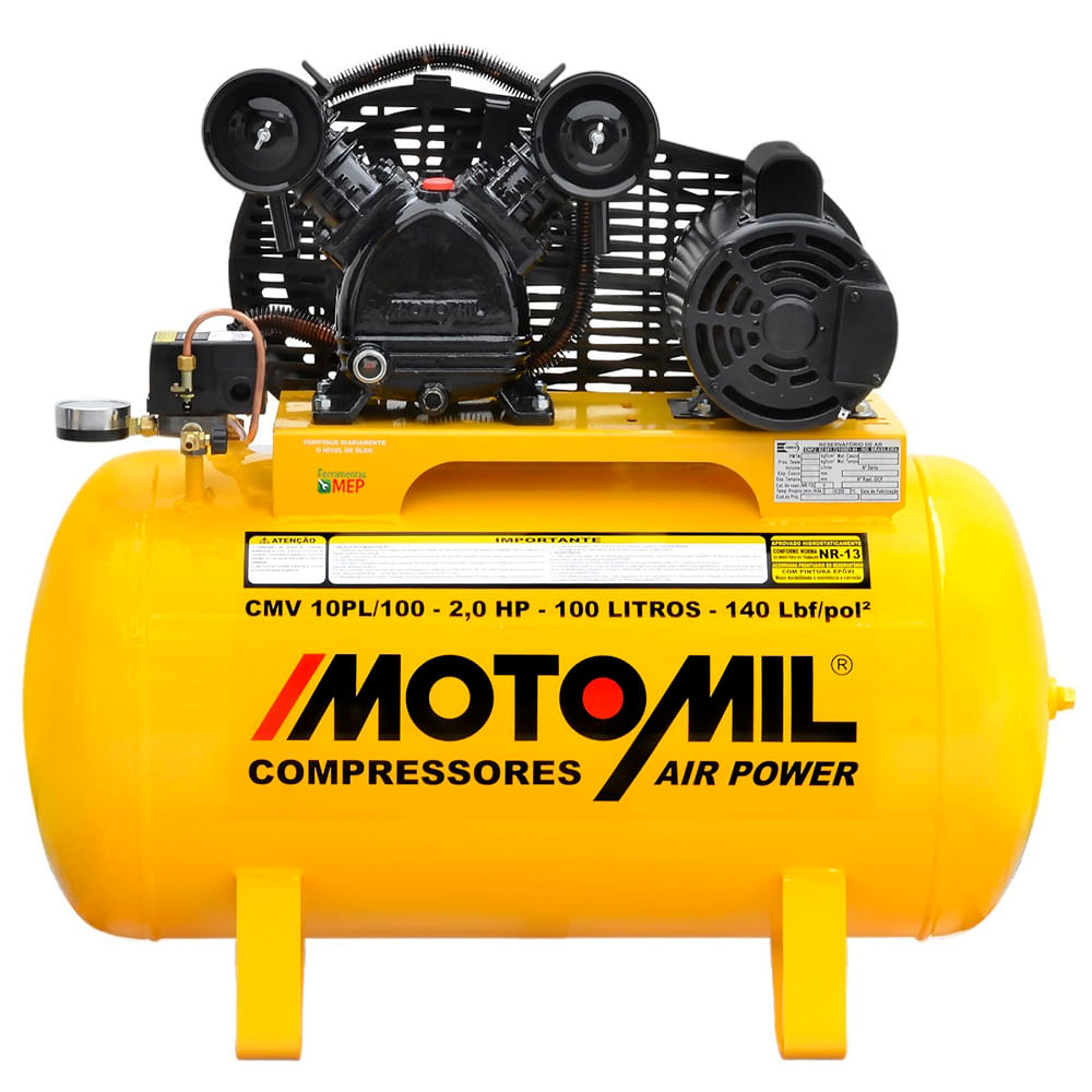 Compressor de Ar Motomil Monofásico CMV10PL/100 2HP 140 libras - Bivolt ...