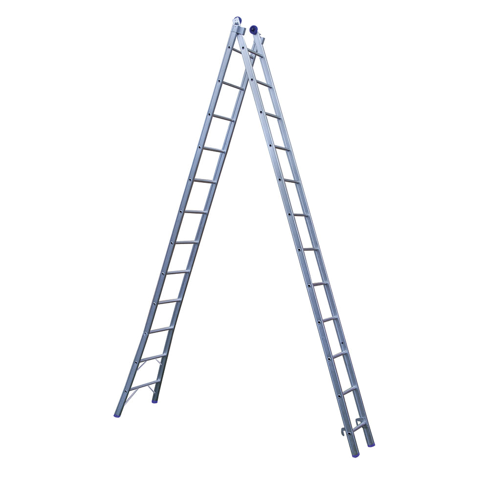 Escada Mor Extensível 2X12 com 24 degraus de alumínio - 5167 - lojasbecker