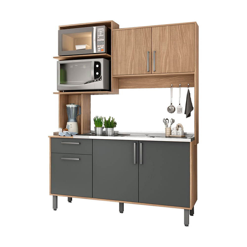Conjunto de Cozinha Compacta Jaeli Gabi 2,10x1,51m com 5 Portas e 1 ...