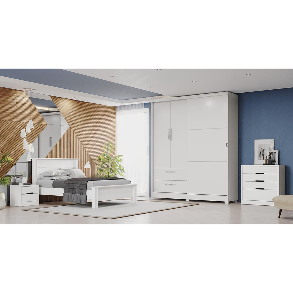 Roupeiro Kappesberg C533 3 Portas 2 Gavetas - Branco - lojasbecker