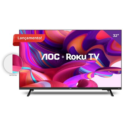 Smart TV LED AOC 32" HD 32S5135 Com Roku Alexa Siri - lojasbecker