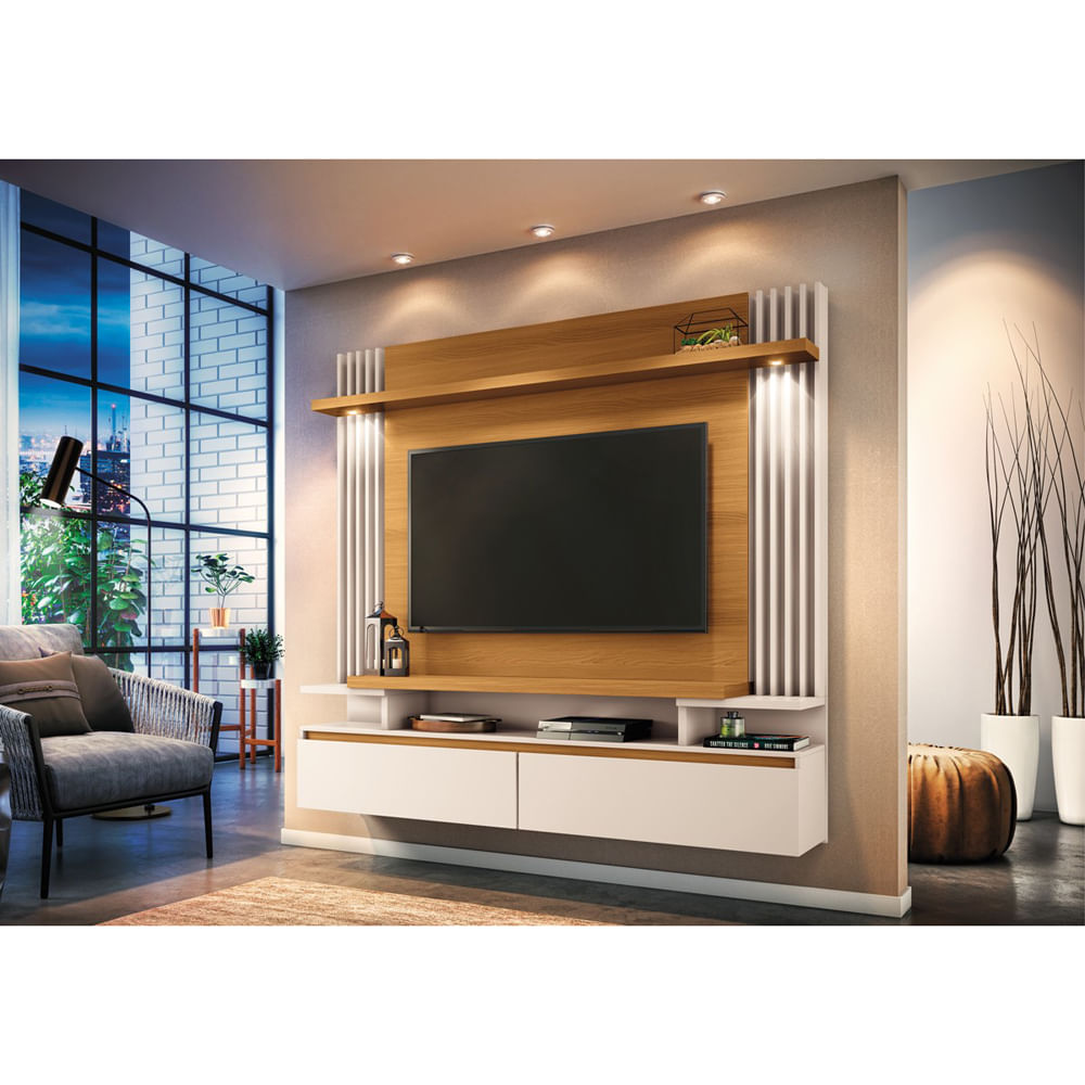 Painel HB Cosmo para TVs até 55" - Cinamomo/Off White - lojasbecker