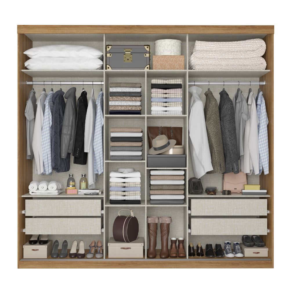 Roupeiro THB Verona 3 Portas Almendra / Off-White - lojasbecker